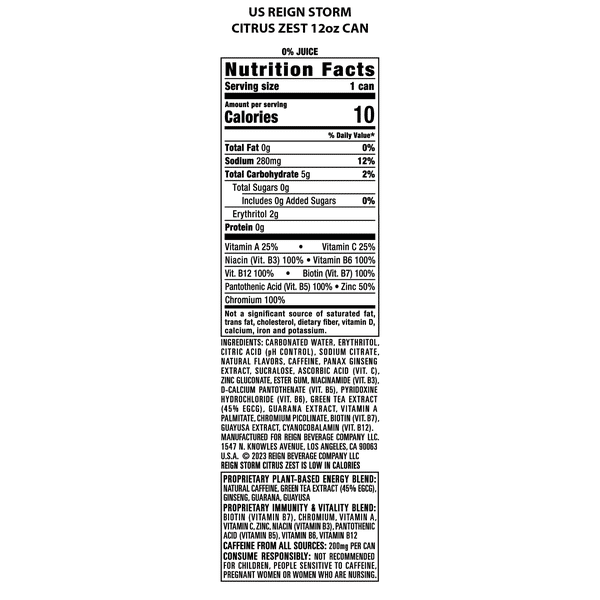 Reign Storm Citrus Zest Energy Drink | Hy-Vee Aisles Online Grocery ...