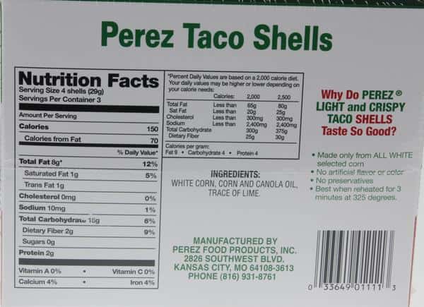Perez Extra Light and Crispy Fully Cooked Taco Shells - 12Ct | Hy-Vee ...