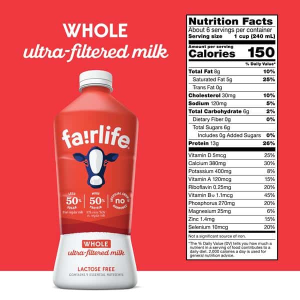 Fairlife Whole Milk Nutrition Label