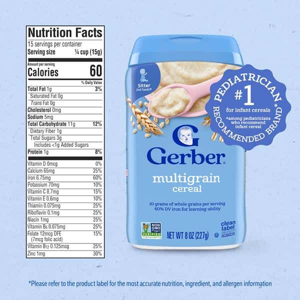 Gerber Stage 2 Baby Food, Multigrain Cereal, Whole Grains, Baby Cereal ...
