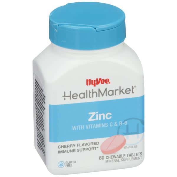 Hy-Vee HealthMarket Cherry Flavored Zinc Chewable with Vitamins C & B6 ...