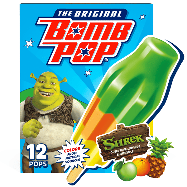 Bomb Pop Shrek Pops, Frozen Dessert Bar, Green Apple, Orange, Pineapple ...