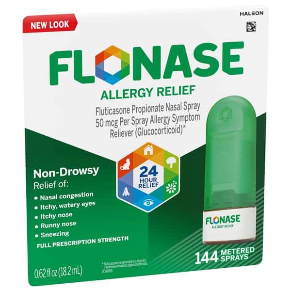 Flonase Non-Drowsy 24 Hour Allergy Relief, 144 Sprays Metered Nasal ...