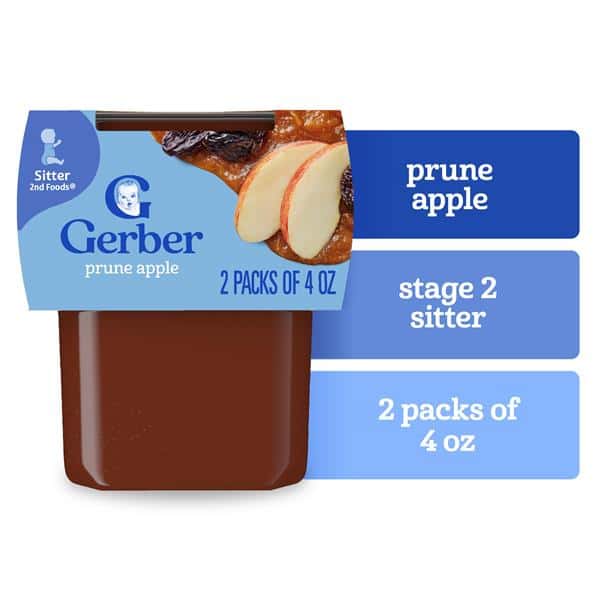Gerber Stage 2 Baby Food, Prune Apple Puree Tubs, Baby Puree | Hy-Vee ...