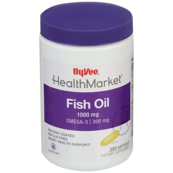 Hy-Vee HealthMarket Fish Oil Dietary Supplement 1000mg Enteric Coated ...