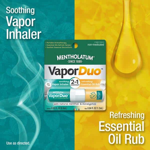 Mentholatum Vapor Duo, Nasal Vapor Inhaler, Essential Oil Rub, 2-In-1 ...