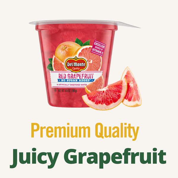 Del Monte Red Grapefruit Fruit Cup Snacks, No Sugar Added | Hy-Vee ...