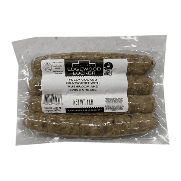 Edgewood Locker Fully Cooked Bratwurst With Mushroom And Swiss Cheese ...