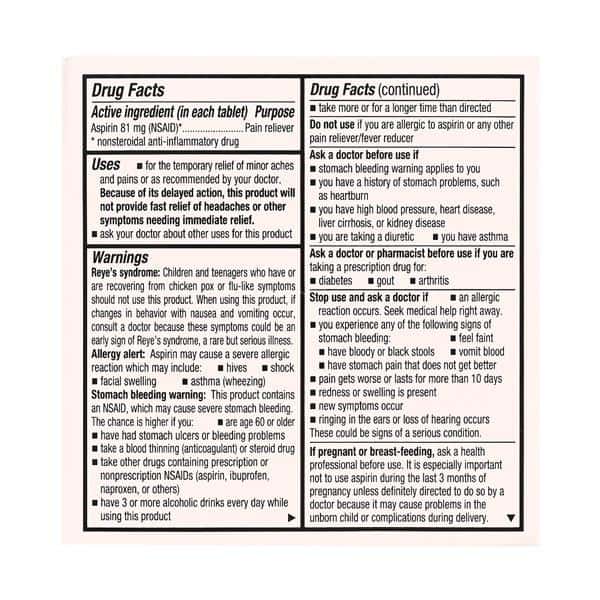 Hy-Vee Low Dose Aspirin 81mg Enteric Coated Tablets | Hy-Vee Aisles ...