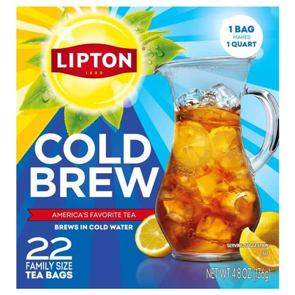Lipton Cold Brew Family Size Black Iced Tea Bags, 22 Count | Hy-Vee ...