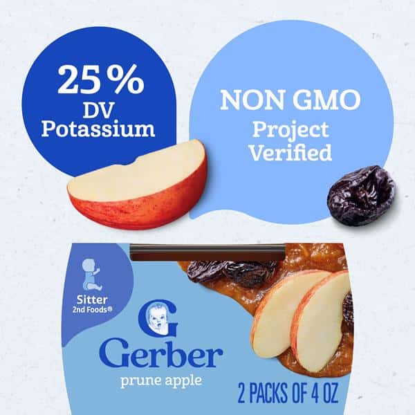 Gerber Stage 2 Baby Food, Prune Apple Puree Tubs, Baby Puree | Hy-Vee ...