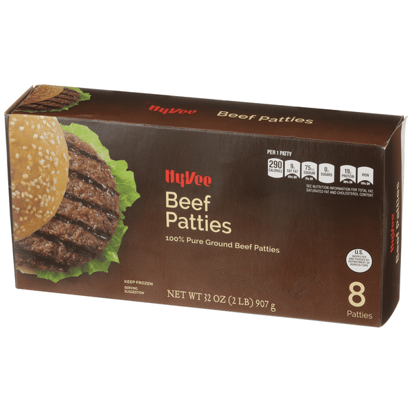 Hy-Vee Quarter Pounders 100% Pure Ground Beef Patties 80% Lean 20% Fat ...