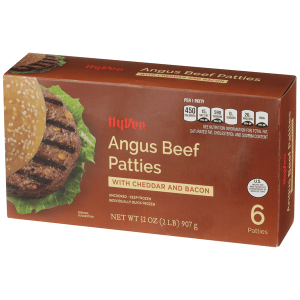 Hy-Vee Angus Beef Patties With Cheddar And Bacon 6Ct | Hy-Vee Aisles ...