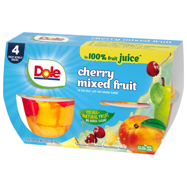 Dole Cherry Mixed Fruit In 100% Fruit Juice 4 Count | Hy-Vee Aisles ...