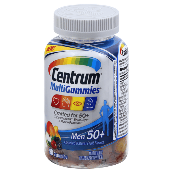 Centrum Men 50+ MultiGummies, Assorted Natural Fruit Flavors ...