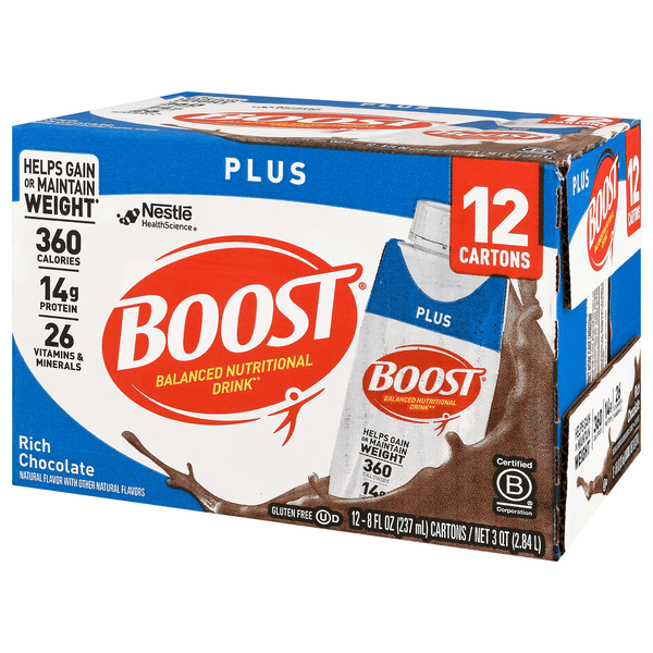 Boost Plus Nutritional Drink, Rich Chocolate, 12 Pack | Hy-Vee Aisles ...