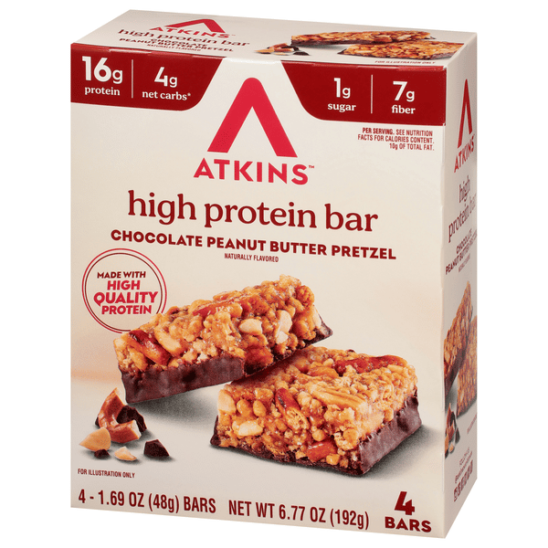 Atkins Chocolate Peanut Butter Pretzel High Protein Bars 4 1 69 Oz