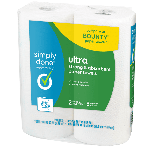 Simply Done Paper Towels, Simple Size Select, Ultra, 2 Ply, Double ...