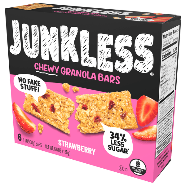 Junkless 100% Real Strawberries Chewy Granola Bars 6-1.1 oz Bars | Hy ...