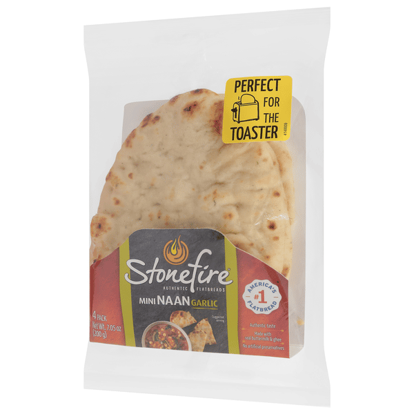Stonefire Mini Naan Garlic Flatbread 4Pk | Hy-Vee Aisles Online Grocery ...