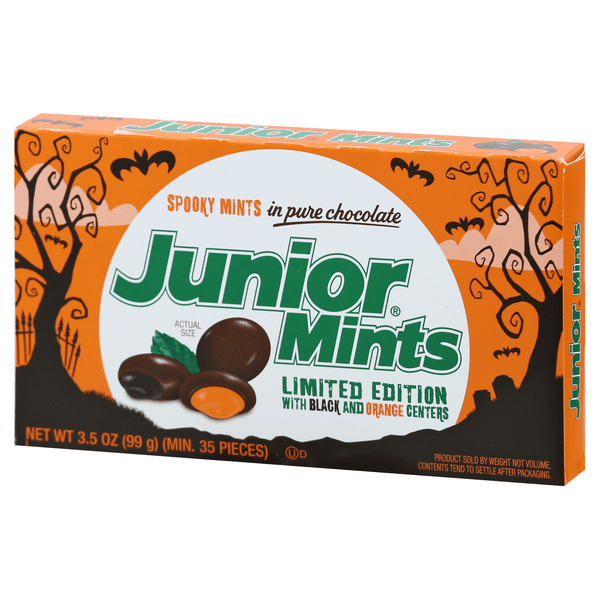 Junior Mints, Spooky, In Pure Chocolate, With Black And Orange Centers ...