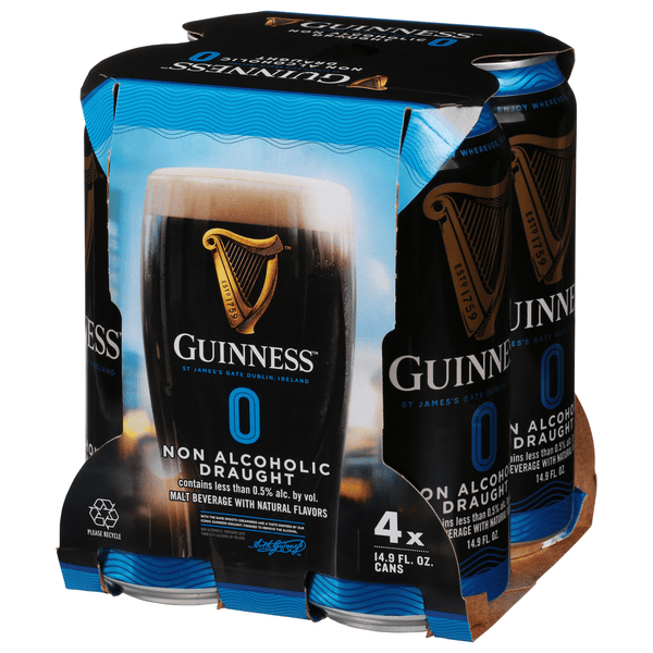 Guinness Draught 0 Non Alcoholic Stout Beer, 4pk | Hy-Vee Aisles Online ...