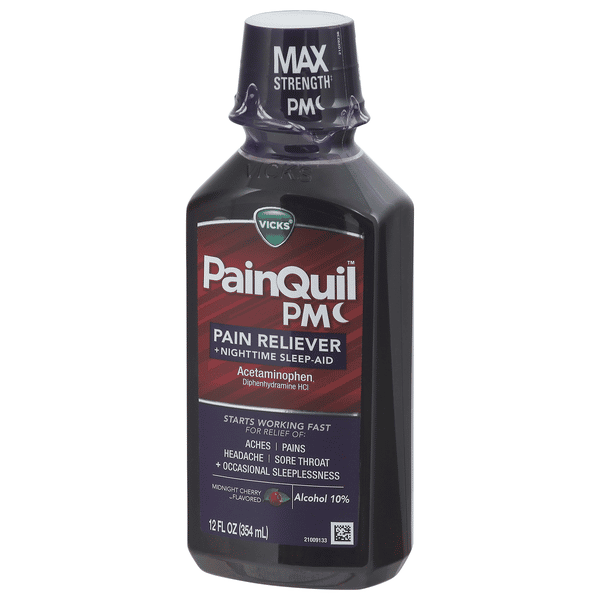 Vicks PainQuil PM Pain Reliever, + Nighttime Sleep Aid, Midnight Cherry ...