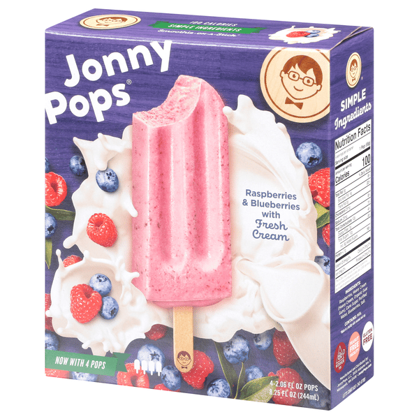 Jonnypops Ice Pops, Raspberries & Blueberries 4-2.06 Fl Oz | Hy-Vee ...