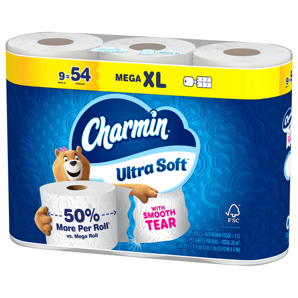 Charmin Toilet Paper Ultra Soft, Mega XL Rolls, 2-ply Bath Tissue | Hy ...