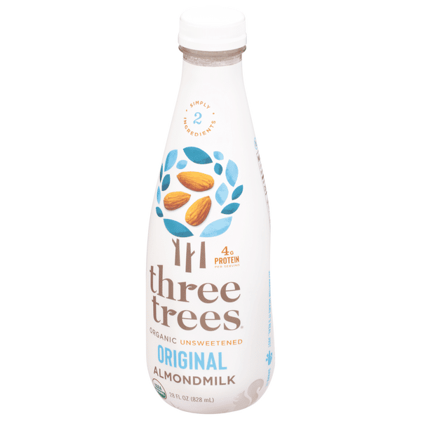 Three Trees Unsweetened Organic Original Almond Milk 28 fl oz | Hy-Vee ...
