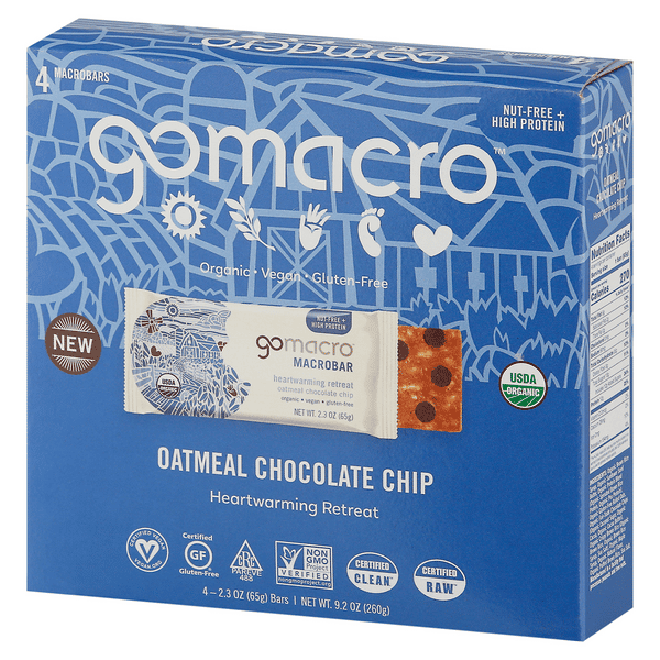 Gomacro Macrobars, Oatmeal Chocolate Chip 4-2.3 oz. Bars | Hy-Vee ...