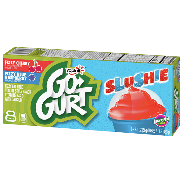 Yoplait Go-Gurt Slushie Lowfat Yogurt Snack, Fizzy Blue Raspberry/Fizzy ...