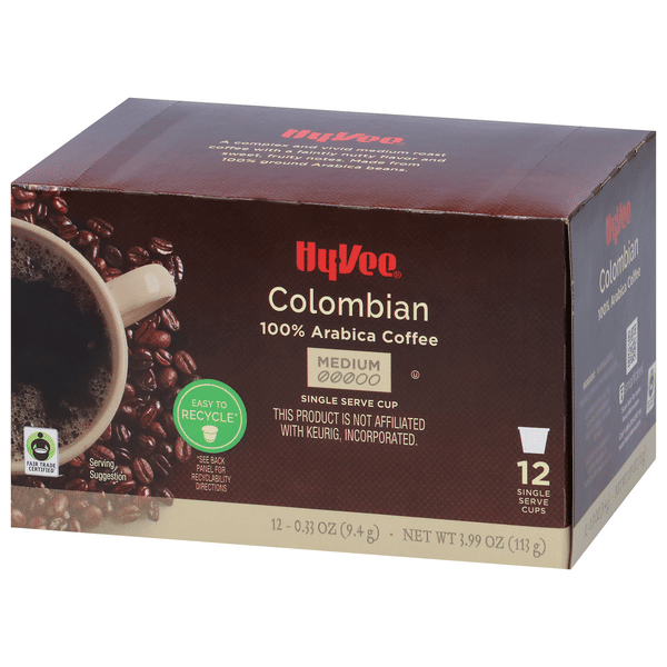 Hy-Vee 100% Colombian Single Serve Cup Coffee 12-.33 oz ea. | Hy-Vee ...