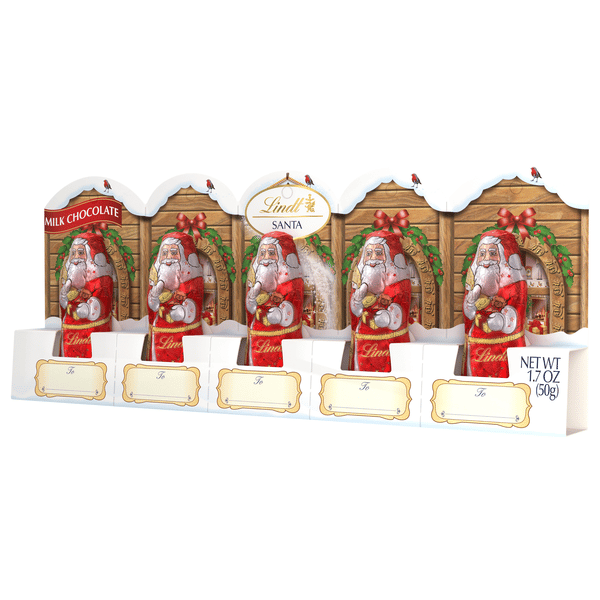 Lindt Santa Milk Chocolate Candy, 5Ct | Hy-Vee Aisles Online Grocery ...