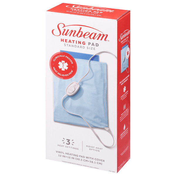 Sunbeam Heating Pad, With Cover, Vinyl, Light Blue, Standard Size | Hy ...