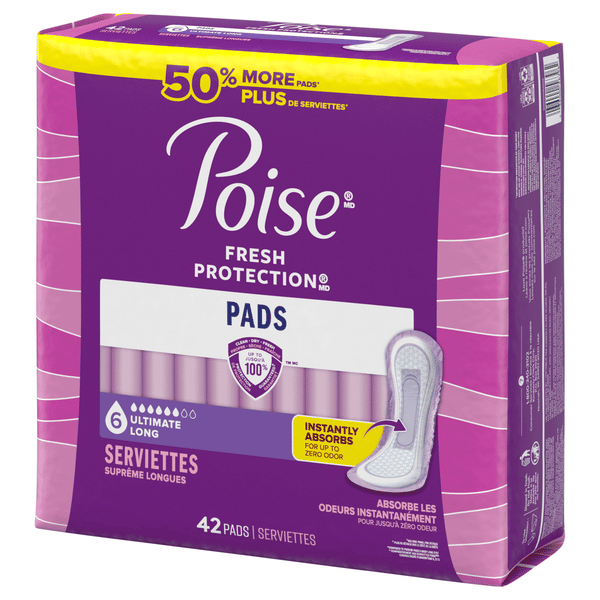 Poise Pads, 6 Ultimate Long, Bonus | Hy-Vee Aisles Online Grocery Shopping