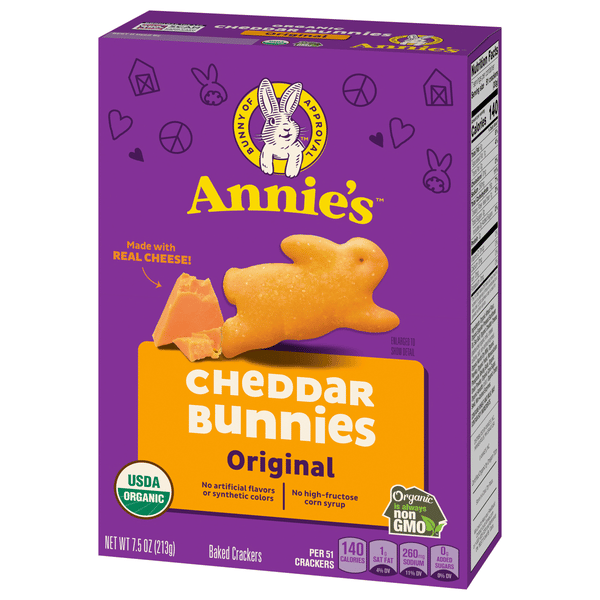Annie's Organic Cheddar Bunnies Baked Crackers | Hy-Vee Aisles Online ...