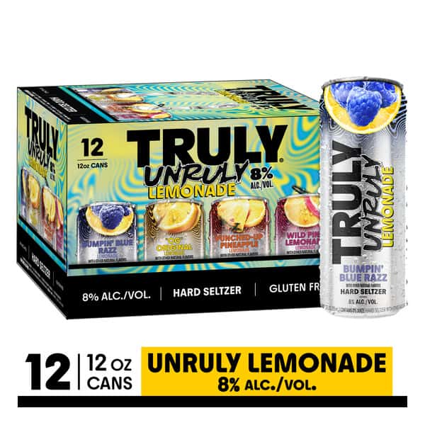 TRULY Unruly Hard Seltzer Lemonade Variety Pack 8% ABV (12 fl. oz. Can ...