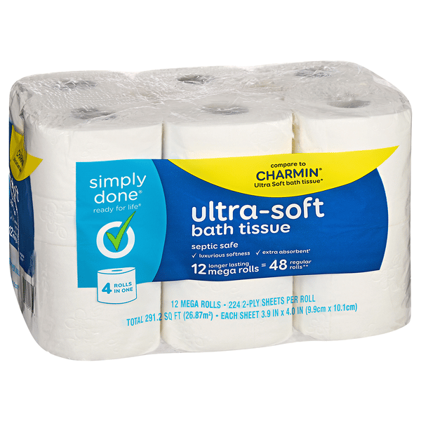 Simply Done Ultra-Soft 2-Ply Mega Rolls Bath Tissue 12 Rolls | Hy-Vee ...