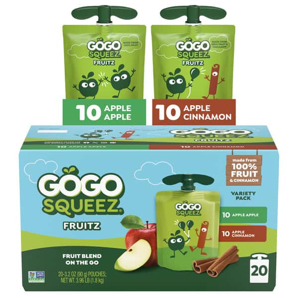 GoGo squeeZ No Sugar Added Apple Cinnamon Apple Applesauce Variety ...