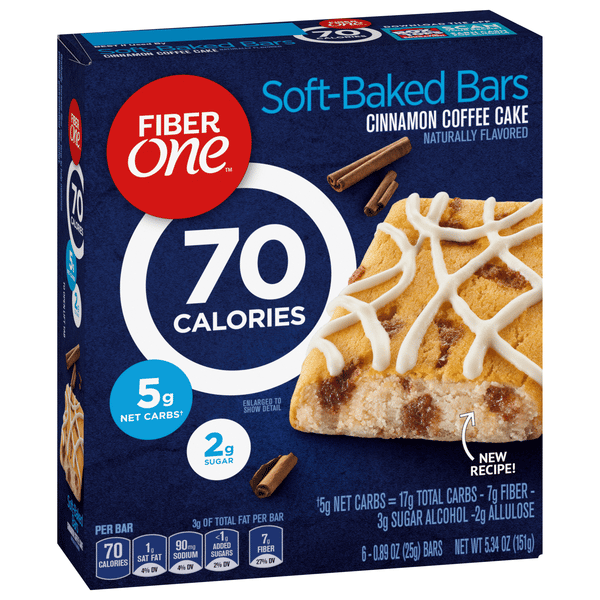 Fiber One Cinnamon Coffee Cake Soft-Baked Bars, 0.89 oz, 6 count | Hy ...