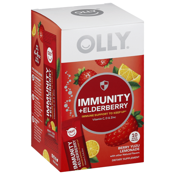 Olly 10 Stick Packs Berry Yuzu Lemonade Immunity + Elderberry 10 ea ...