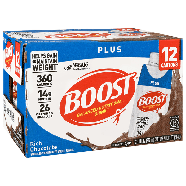 Boost Plus Nutritional Drink, Rich Chocolate, 12 Pack | Hy-Vee Aisles ...