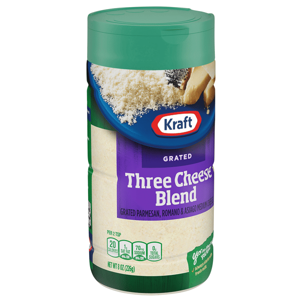 Kraft Grated Cheese Three Cheese Blend, 8 oz Jar | Hy-Vee Aisles Online ...