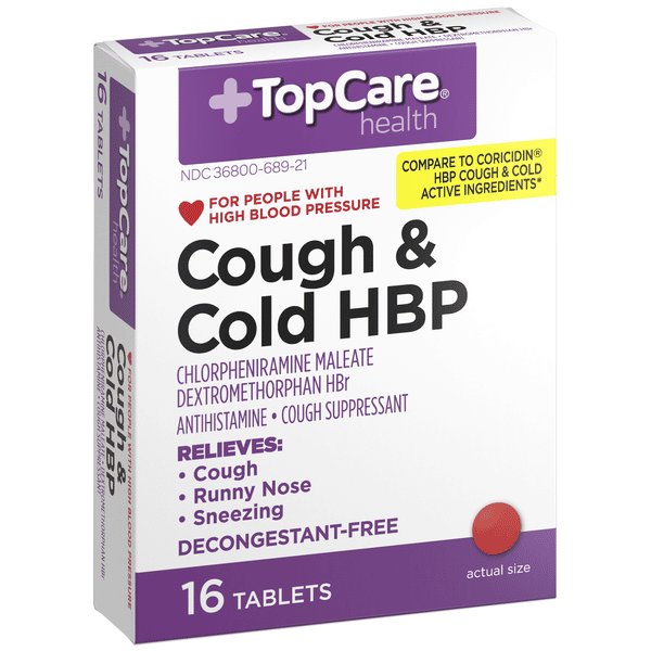 TopCare Cough & Cold HBP Tablets | Hy-Vee Aisles Online Grocery Shopping