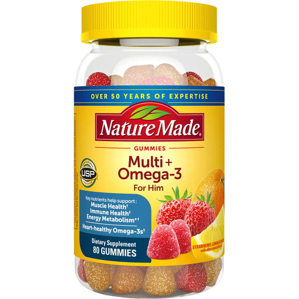 Nature Made Adult Gummies Multi For Him Plus Omega-3s Lemon, Orange ...