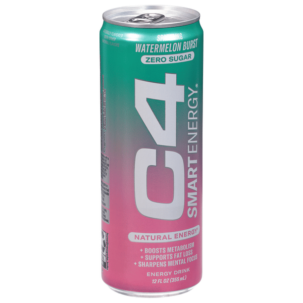 C4 Smart Energy Zero Sugar Sparkling Watermelon Burst Energy Drink 12 ...