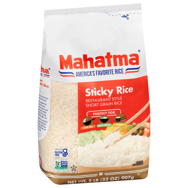 Mahatma Sticky Rice, Short Grain White Rice, Gluten Free Rice, Uncooked ...