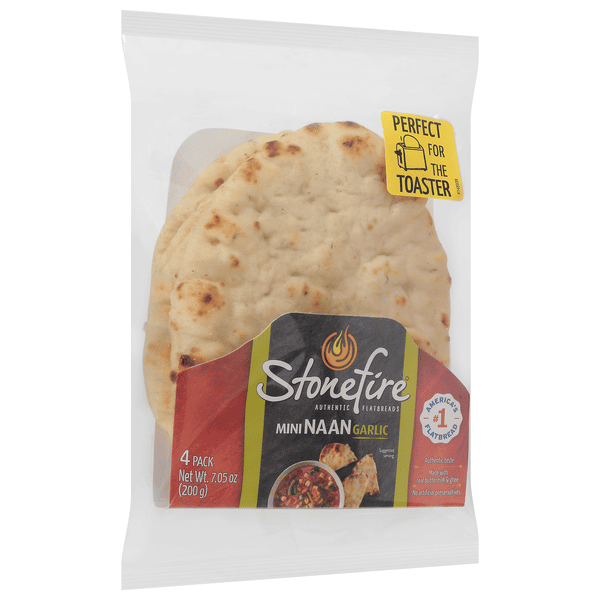 Stonefire Mini Naan Garlic Flatbread 4Pk | Hy-Vee Aisles Online Grocery ...