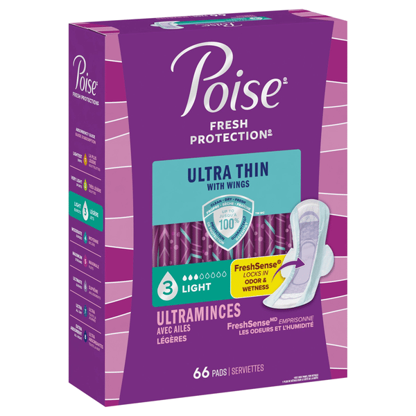 Poise Ultra Thin Pads With Wings, Light, Regular Length | Hy-Vee Aisles ...